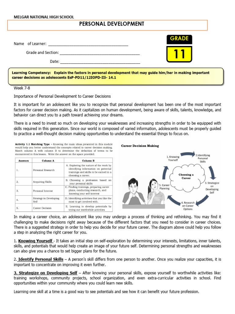 LAS PerDev Q2 Modular Week 8 | PDF | Adolescence | Decision Making