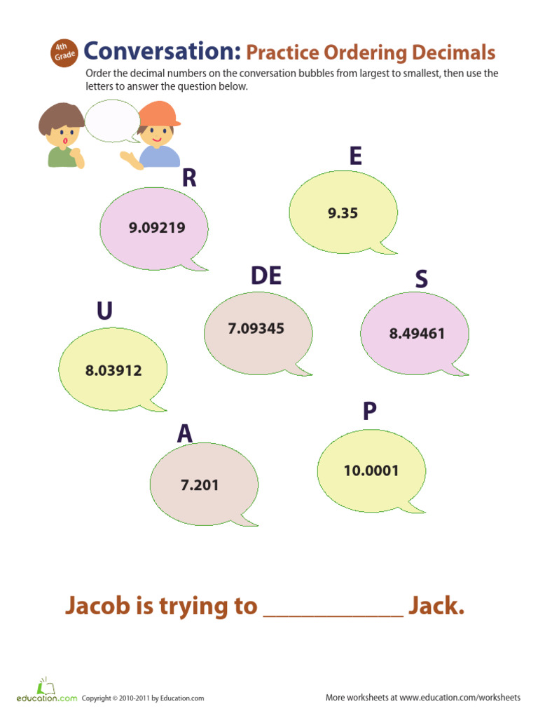 Decimal Dash Practice Ordering Decimals 8 | PDF