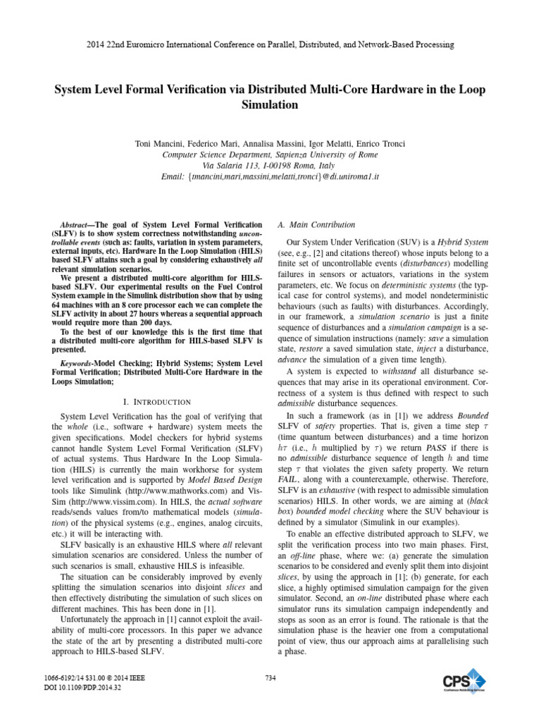 System Level Formal Verification via Distributed Multi-core Hardware in the Loop Simulation ...