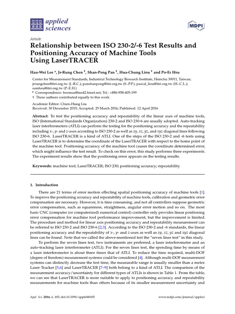 Relationship Between ISO 230-2-6 Test Results and | PDF | Calibration ...