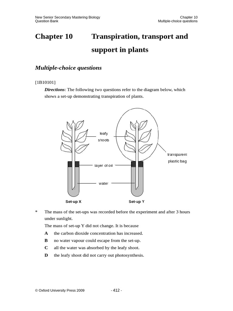 CH10 - Transpiration and Transport in Plants | PDF | Leaf | Tissue ...