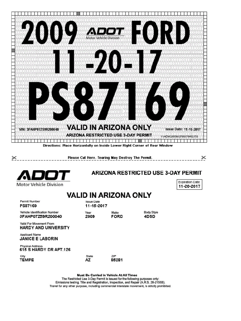 Restricted Use 3-Day Permit | PDF