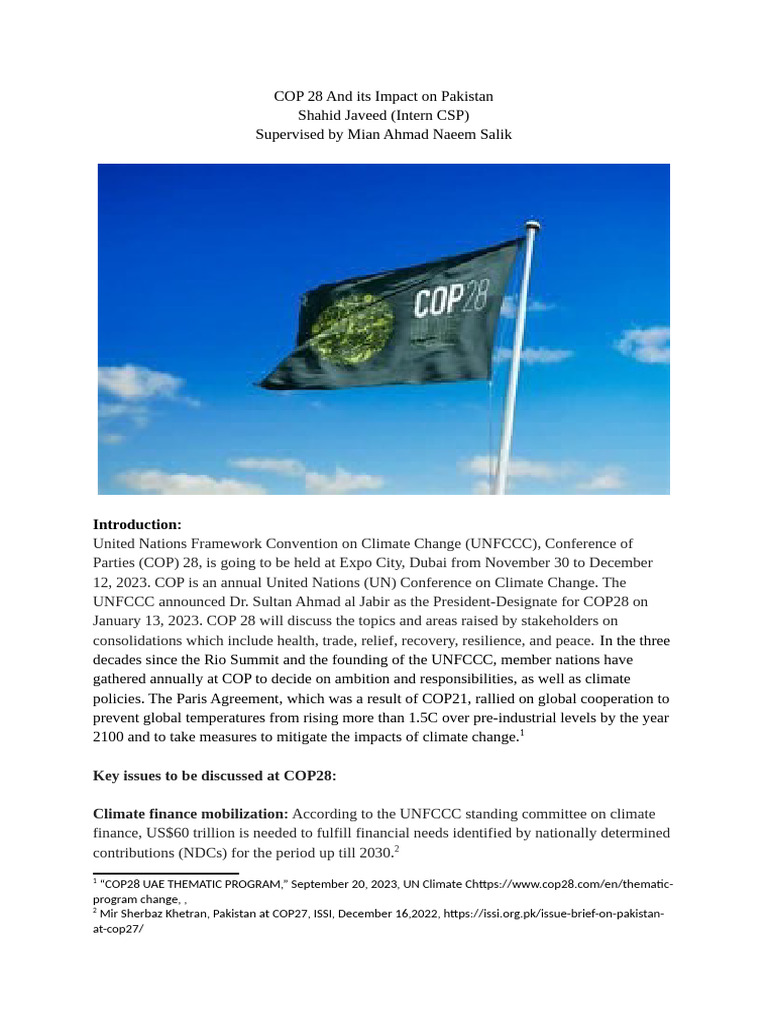 Pakistan's Climate Justice at COP28 | PDF | United Nations Framework ...
