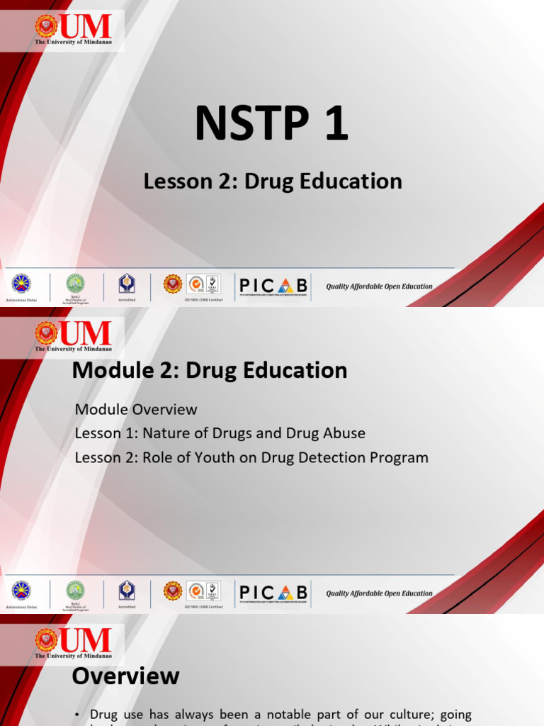 NSTP 1-Lesson 2_Drug Education | PDF | Psychoactive Drugs | Substance Abuse