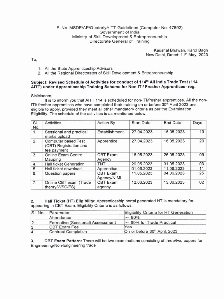 2 Revised Schedule AITT 114 DTD 11.05.2023 | PDF