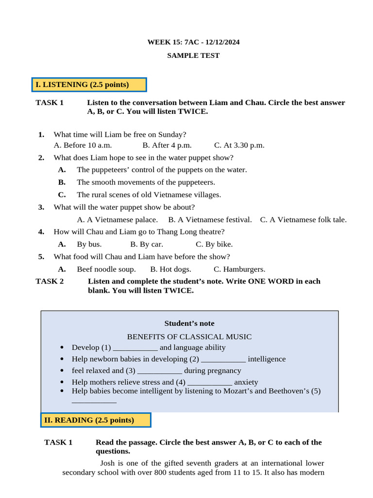 END-OF-TERM TEST 1 (Semester 1) | PDF | Science