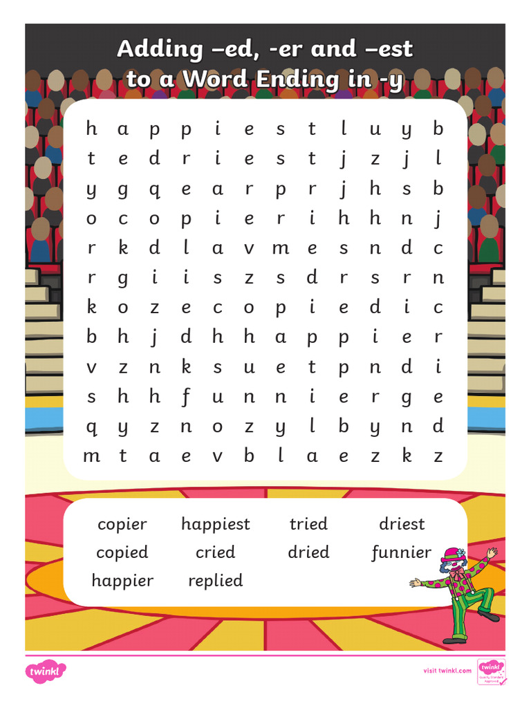 Word Search Adding Ied Iest Ier To y Words | PDF
