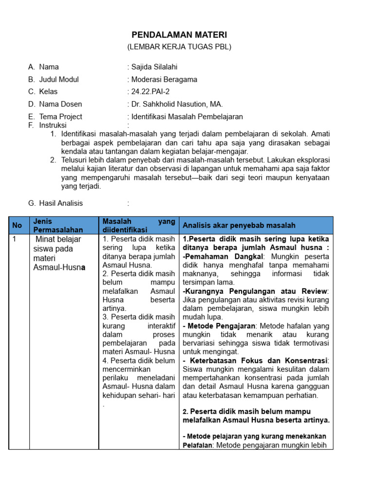 LK - K2-TUGAS PBL-Modul Kumer Dan Moderasi Beragama | PDF