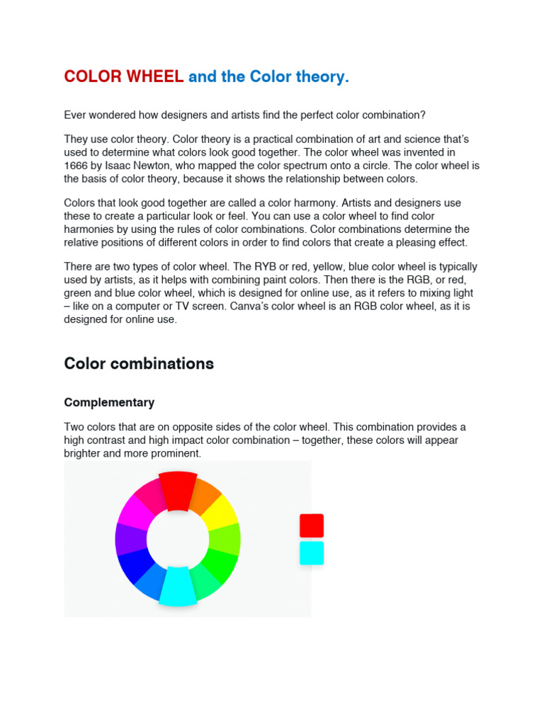 PDF_COLOR WHEEL and the Color theory | PDF | Color | Psychophysics