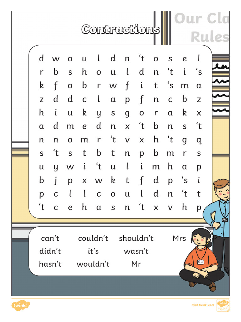 Word Search Contractions | PDF