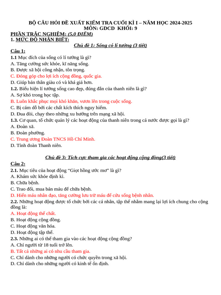 CÂU HỎI ĐỀ XUẤT KIỂM TRA GK1_K9 | PDF