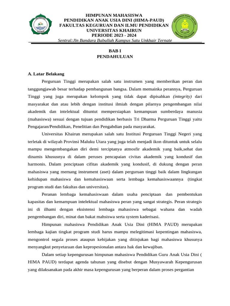 LPJ Kegiatan Hima Pg-Paud | PDF