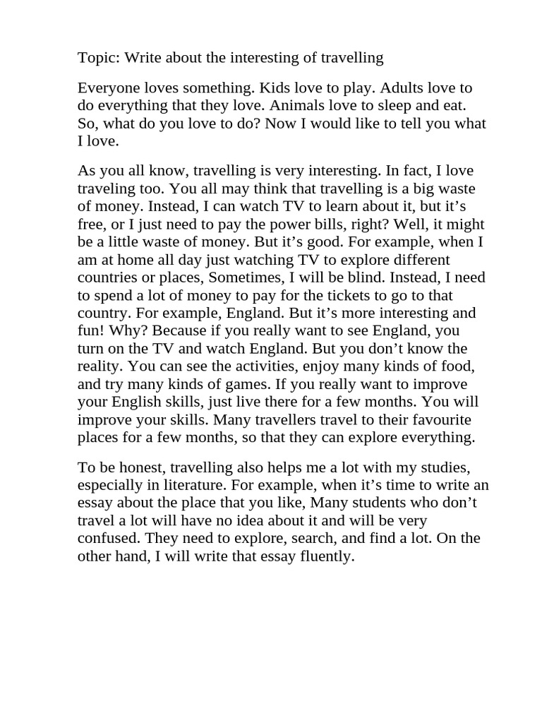Topic Write About The Interesting of Travelling | PDF