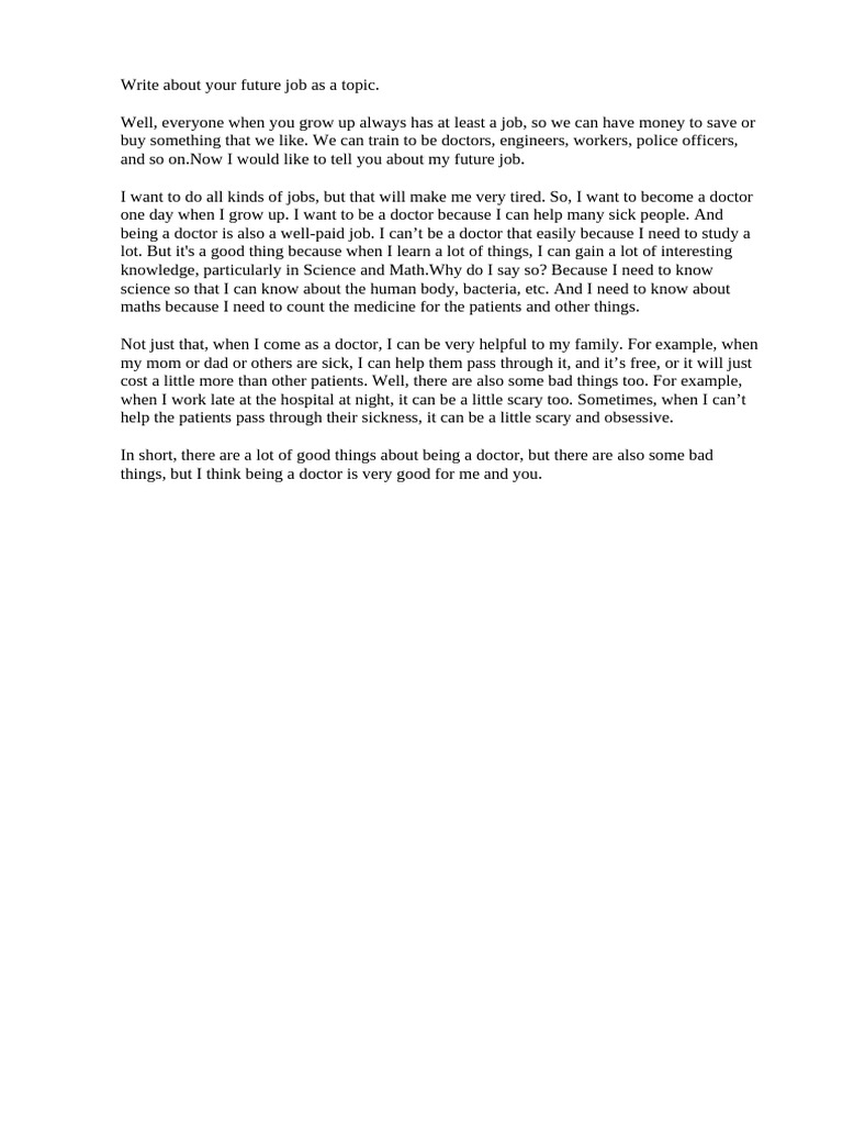 Topic Write About Your Future Job | PDF