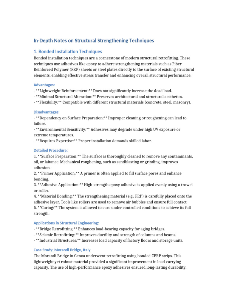 In-Depth Notes On Structural Strengthening Techniques | PDF | Fibre ...