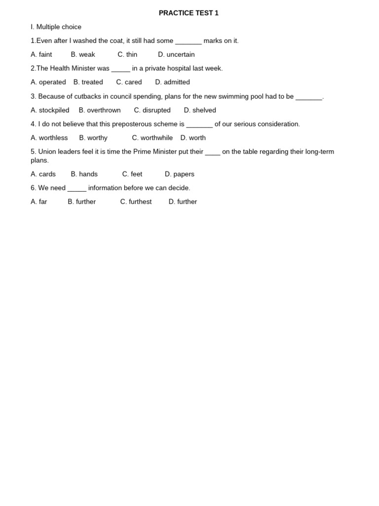 Practice Test 1 | PDF