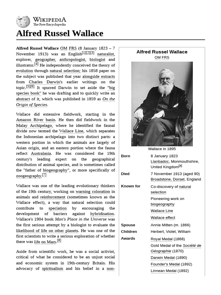 Alfred_Russel_Wallace | PDF | Alfred Russel Wallace | Charles Darwin