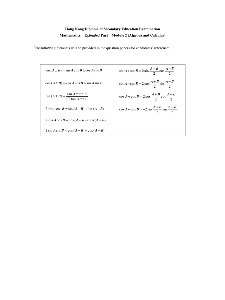 M2 Formulas E | PDF