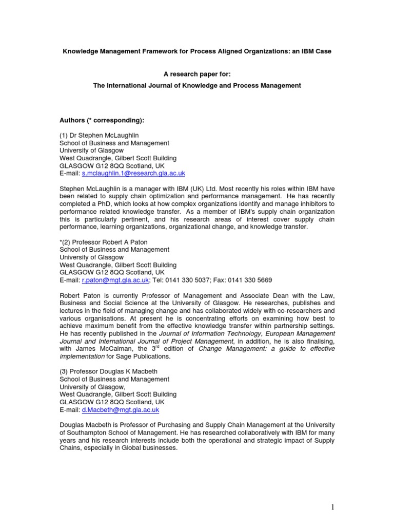 Knowledge Management Framework - IBM Case Study | PDF | Knowledge ...