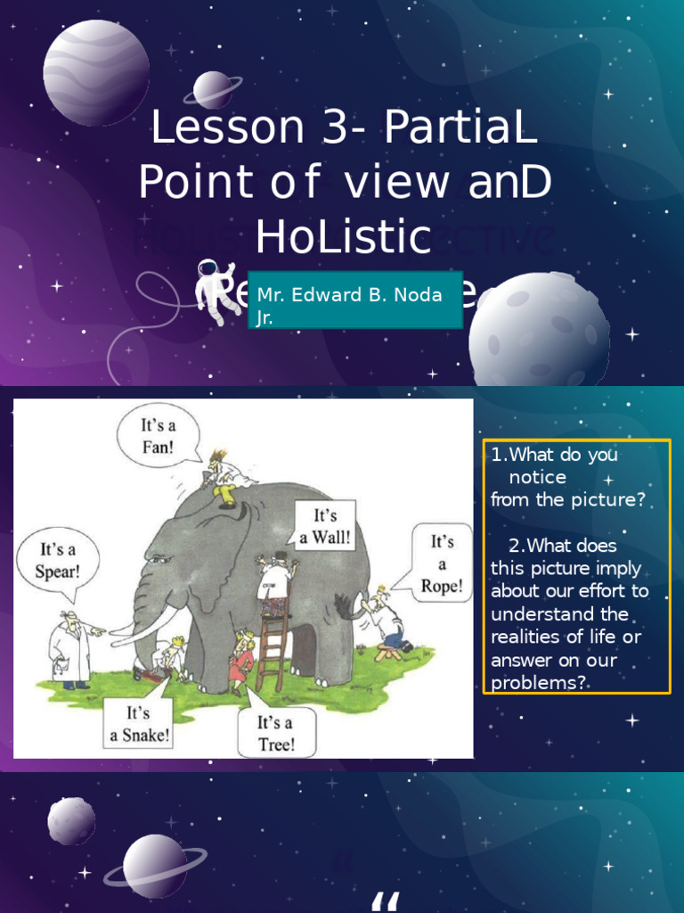 Lesson 3 Holistic and Partial Perspectives For Hand Outs | PDF ...