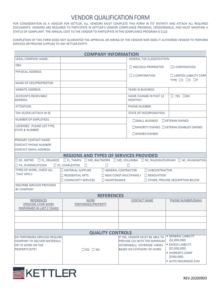 01 Vendor Qualification Form (3) | PDF | Business | Business Law