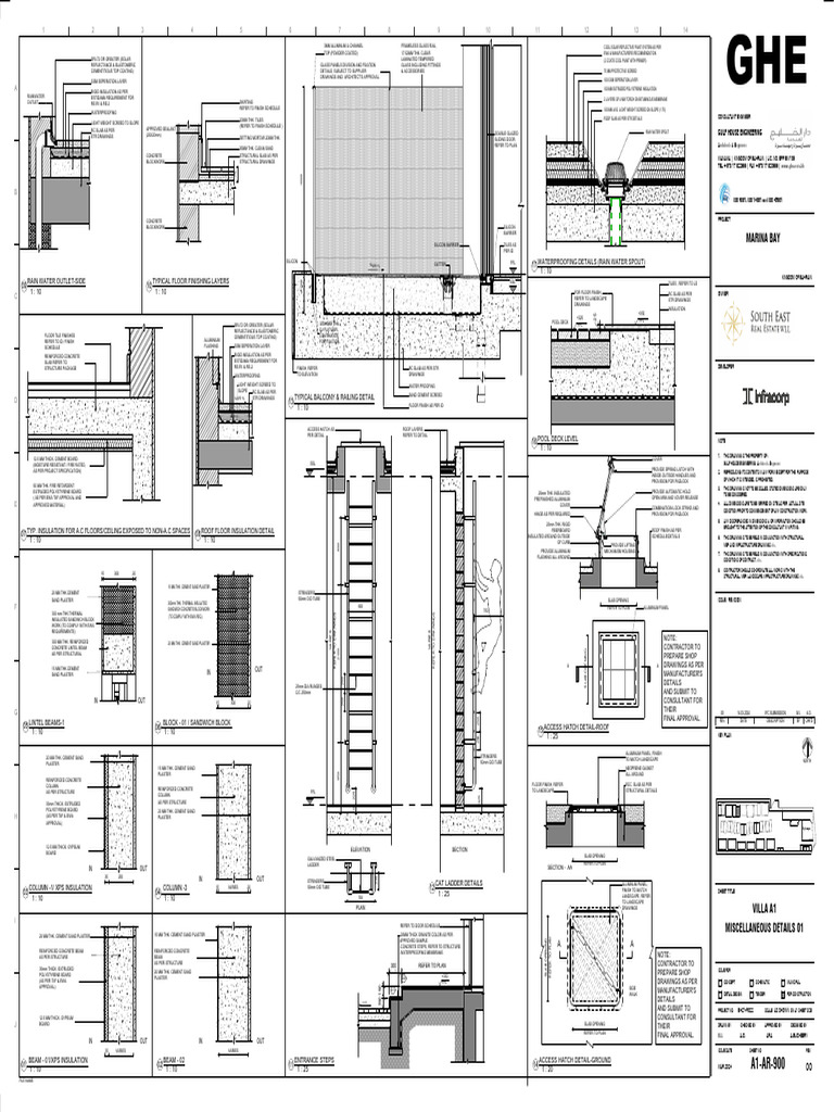 Construction Details for Villa A1 | PDF | Concrete | Roof