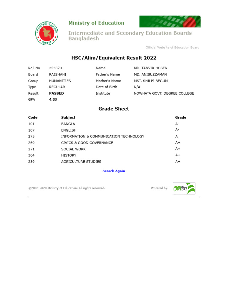 Education Board Bangladesh | PDF