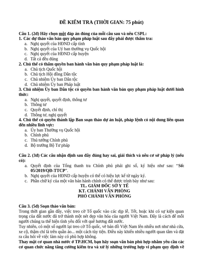 Đề Ktra Môn KTSTVB - Sáng T7 - 2 | PDF
