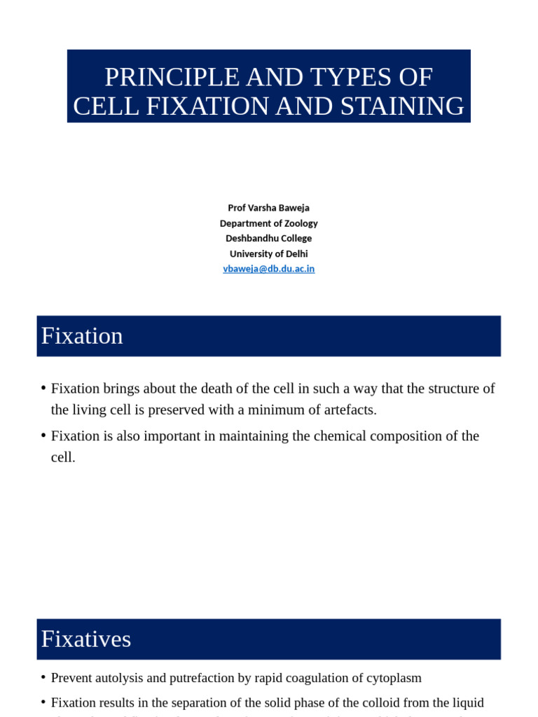 CELL FIXATION AND STAINING | PDF | Fixation (Histology) | Staining