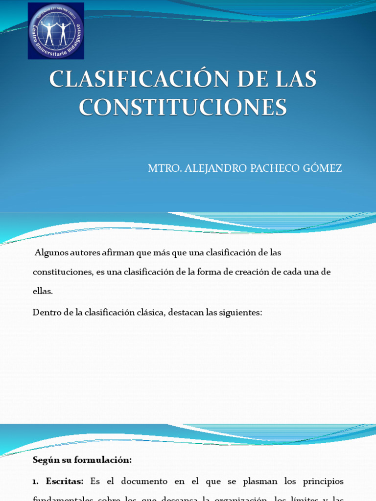 Clasificación De La Constitución Pdf
