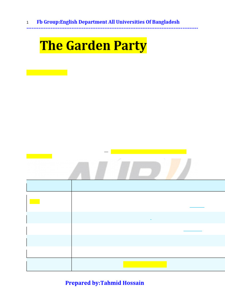 The Garden Party-1 | PDF | Narration