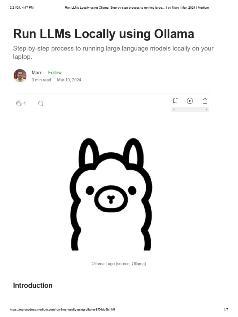 Run LLMs Locally Using Ollama Step-By-Step Process | PDF | Command Line Interface | Computing