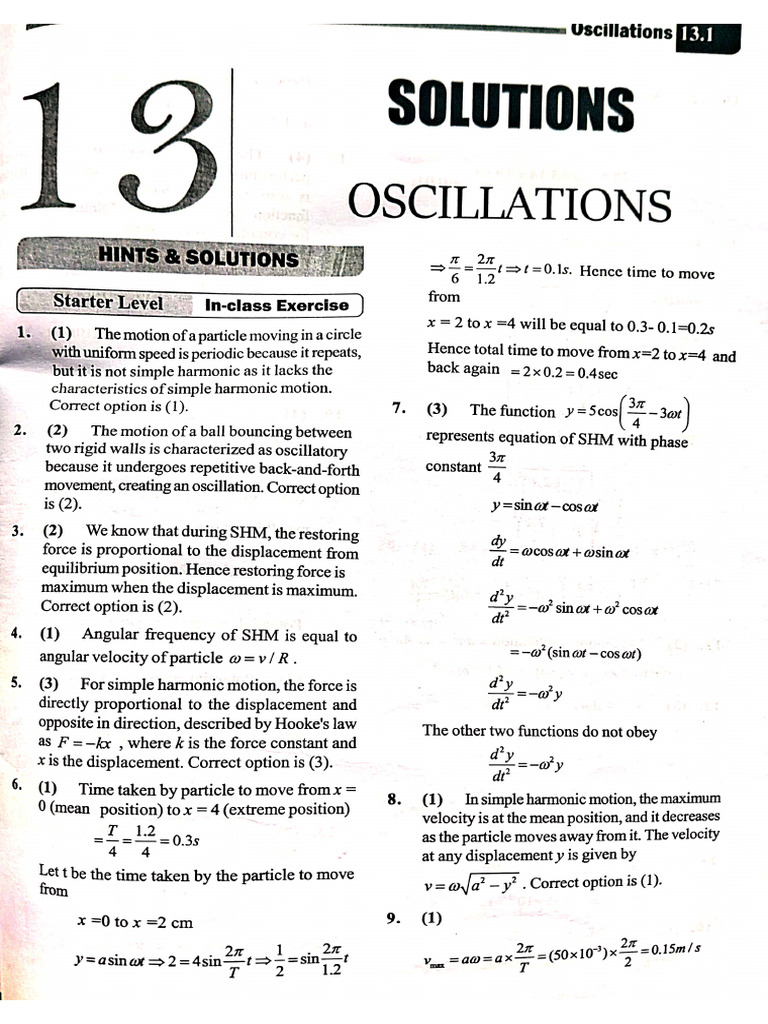 Oscillations - Physics Solutions | PDF