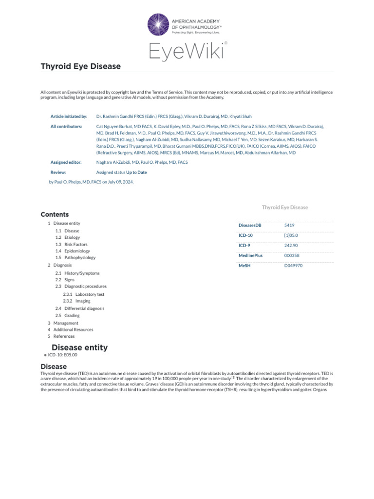 Thyroid Eye Disease - EyeWiki | PDF | Thyroid | Medical Specialties