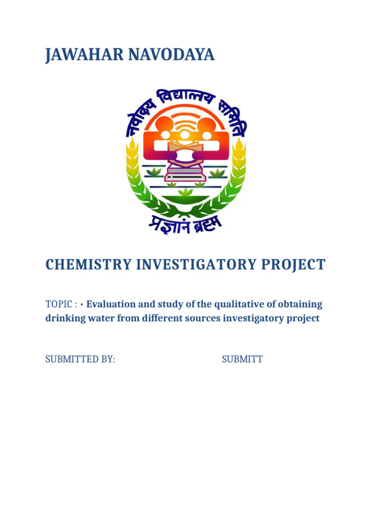 Chemistry Investigatory Project2 | PDF | Chloride | Water Quality