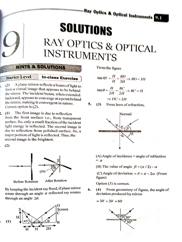Ray Optics and Optical Instruments - Physics Solutions | PDF