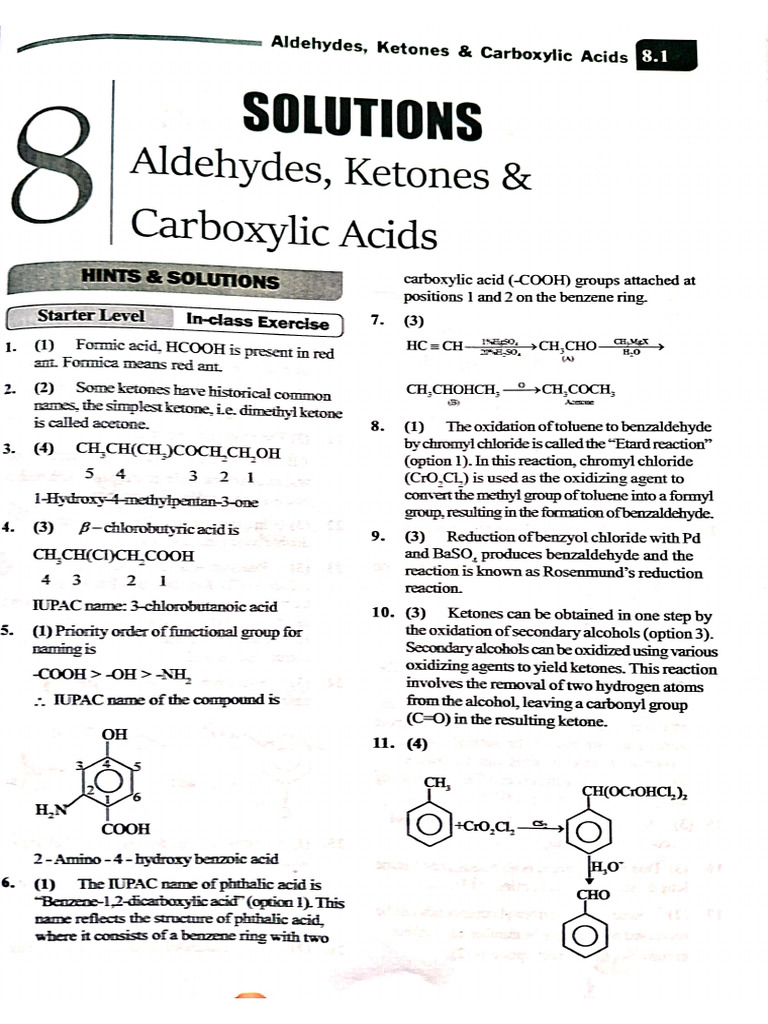 Aldehydes, Ketones and Carboxylic Acids - Chemistry Solutions | PDF