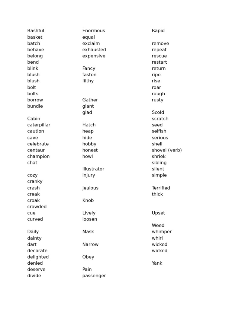 Vocabulary Grade1 | PDF