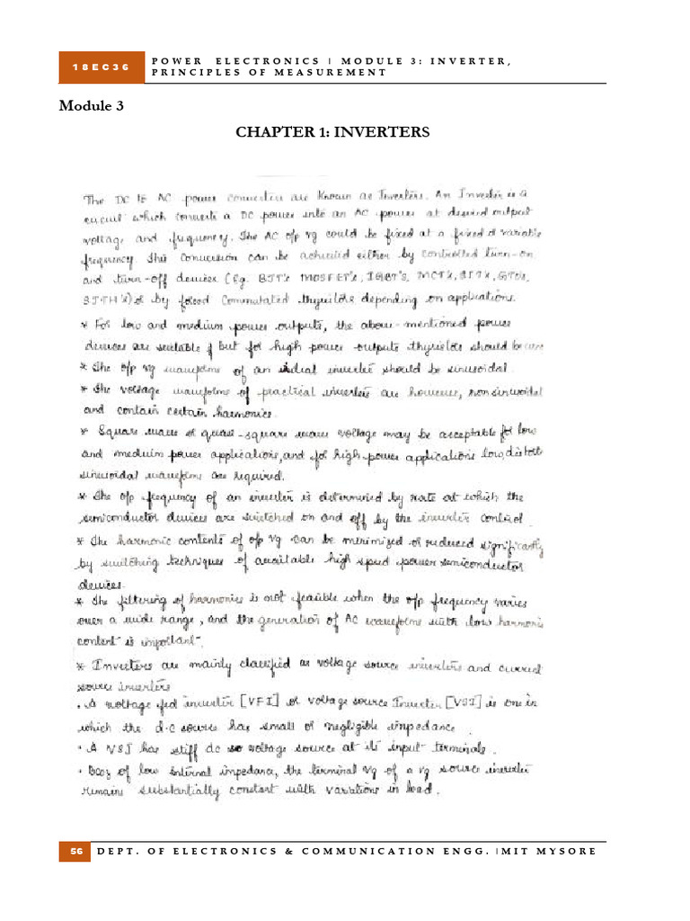 18EC36 - Module3 - Inverters, Principles of Measurements | PDF | Power Electronics | Power Inverter