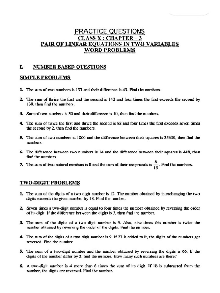 Grade 10 Lesson 3 Word Problems | PDF