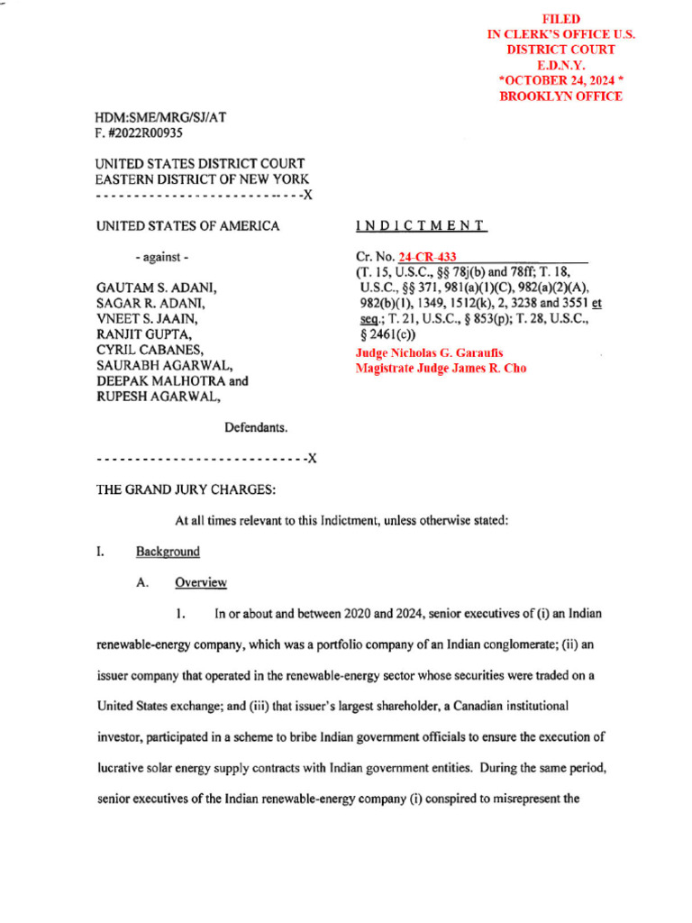 Gautam Adani Indictment Order | PDF