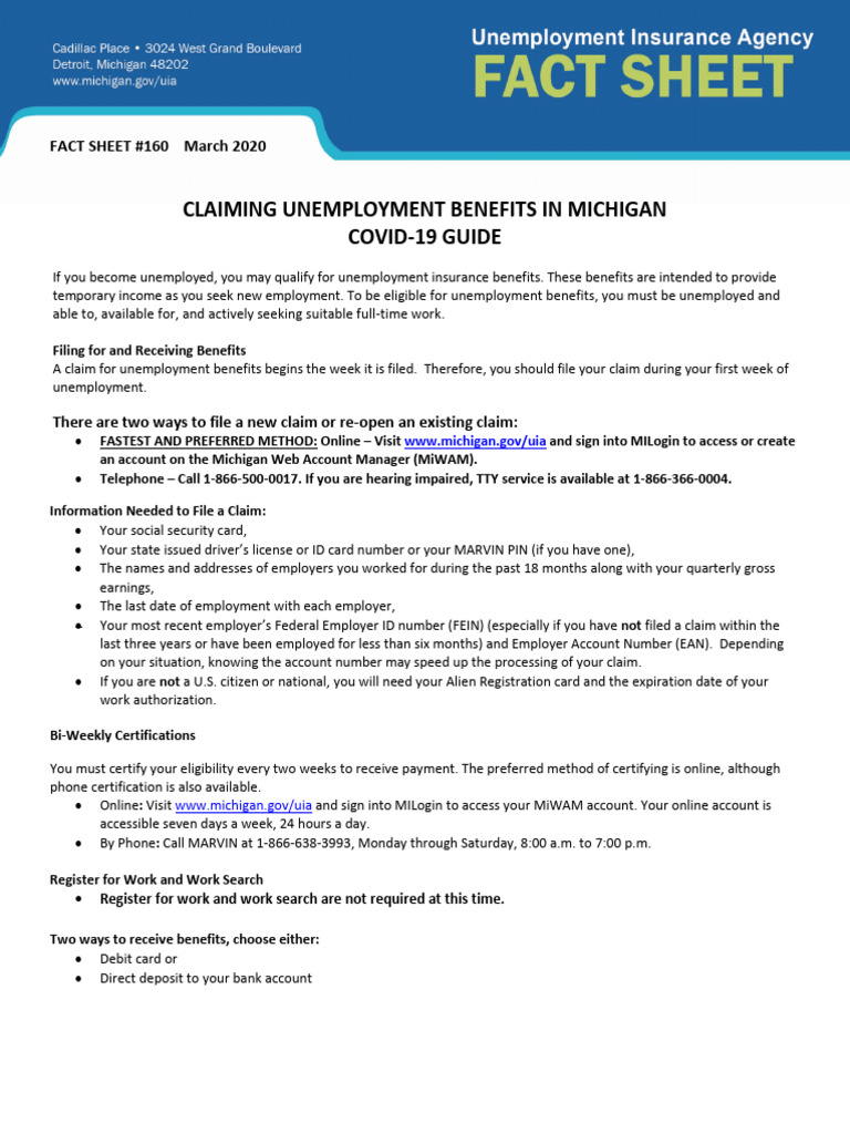 Michigan Unemployment Benefits Guide | PDF | Unemployment Benefits