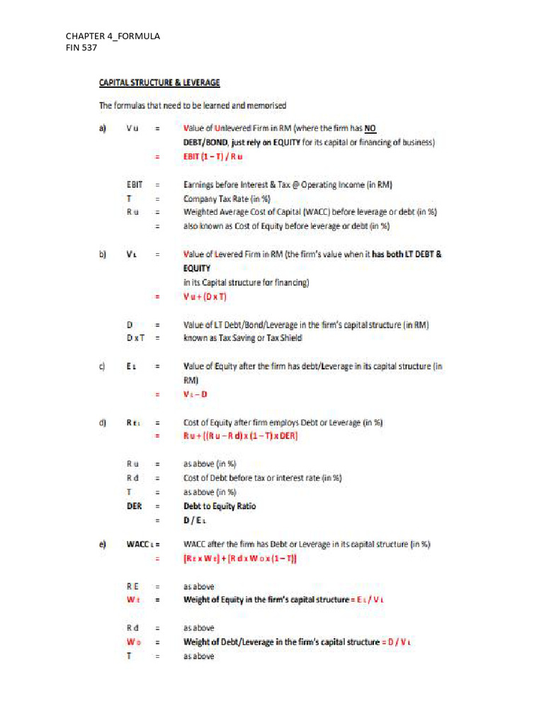 Chap 4 - Formula | PDF