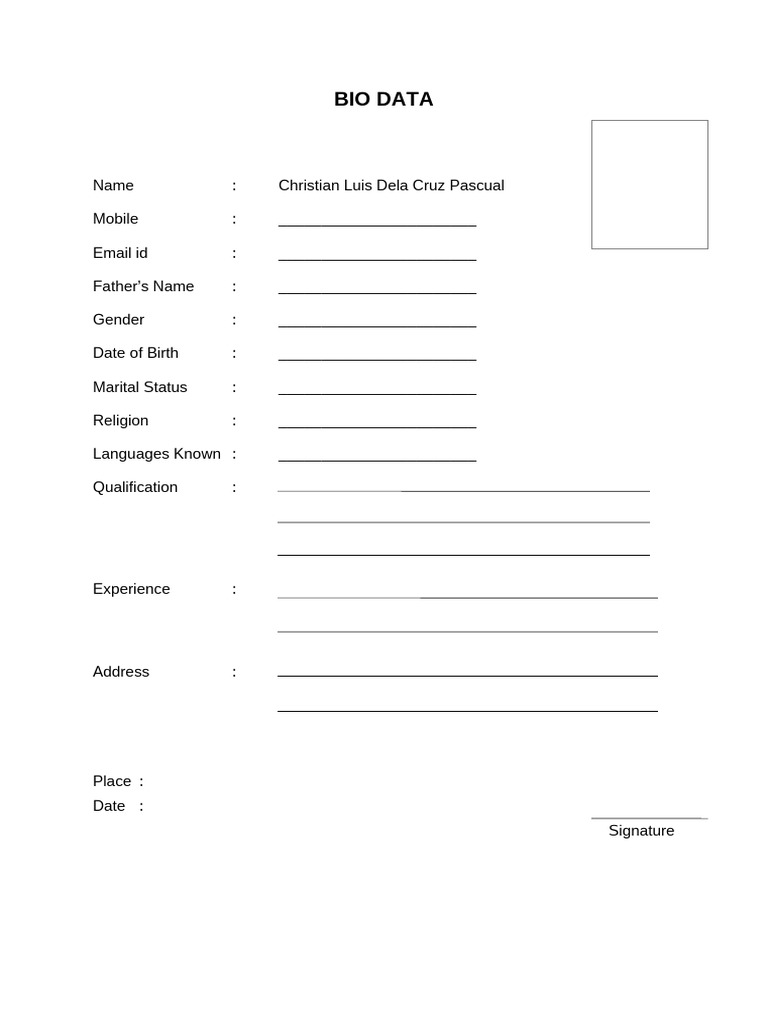 Bio-data-job-1 | PDF