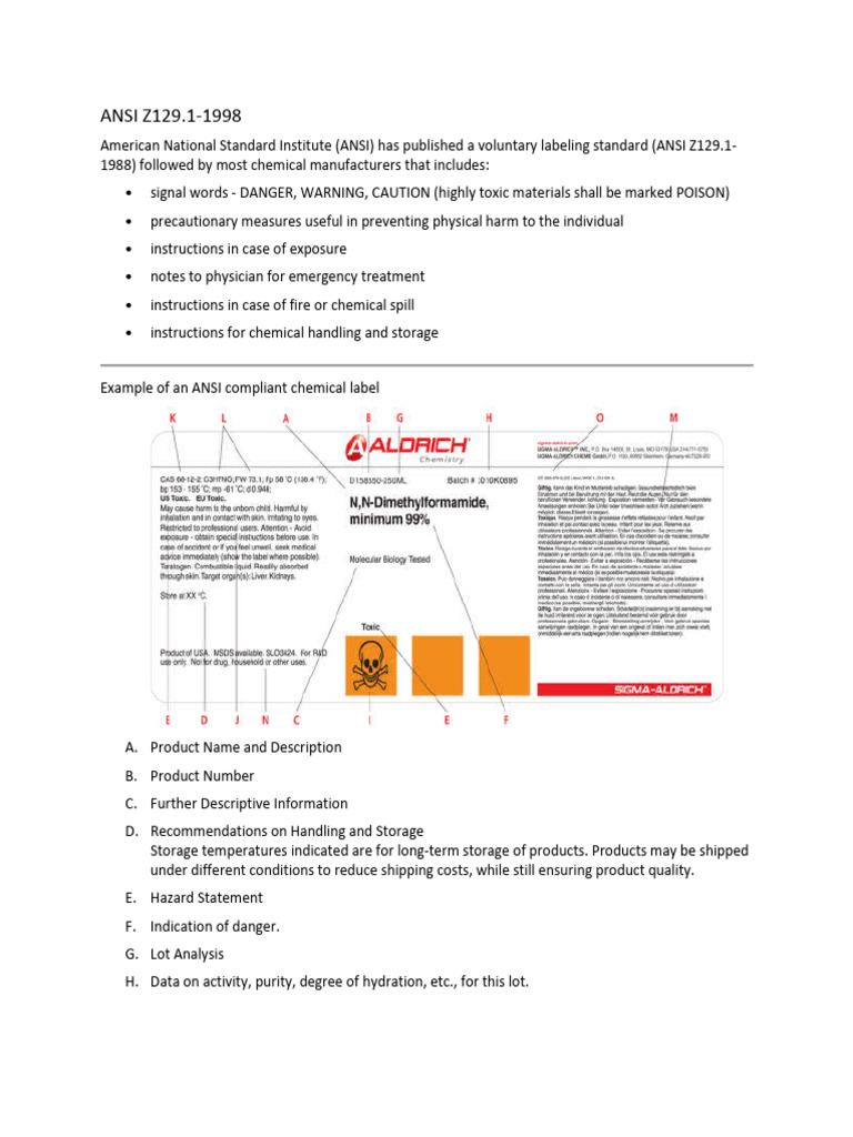 ANSI Z129.1-1998 | PDF | Hazards | Chemical Substances