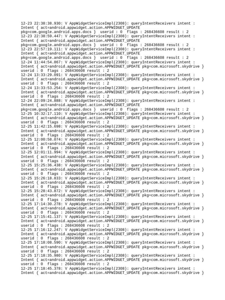 Appwidget History Log0 | PDF