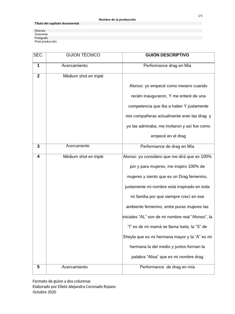Formato Guion A Dos Columnas-1 | PDF
