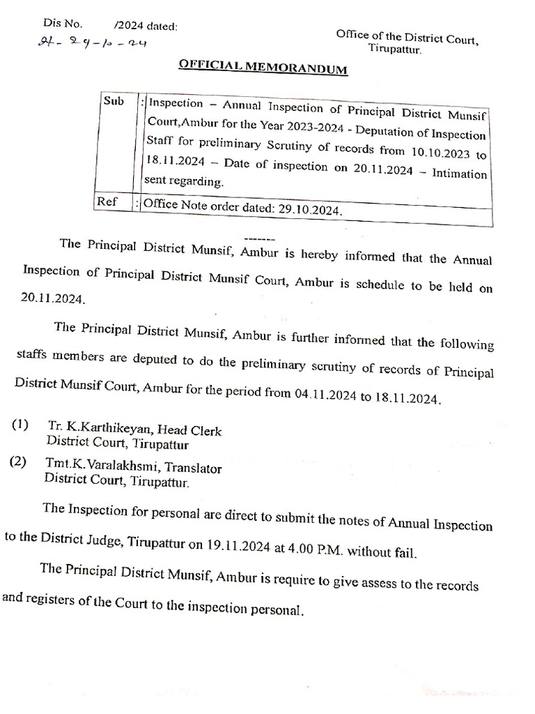 Inspection Letter | PDF