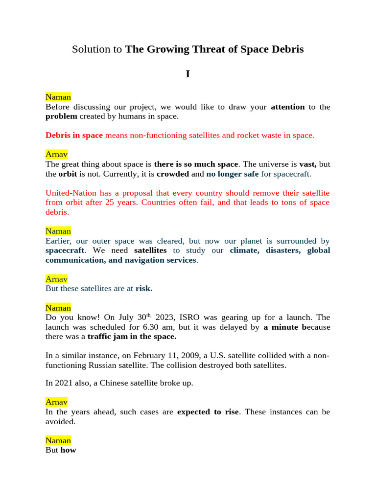 Solution To The Growing Threat of Space Debris | PDF | Space Debris ...