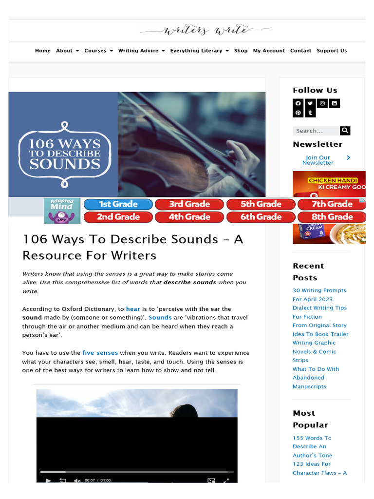 Sound Descriptions for Writers | PDF | Sound